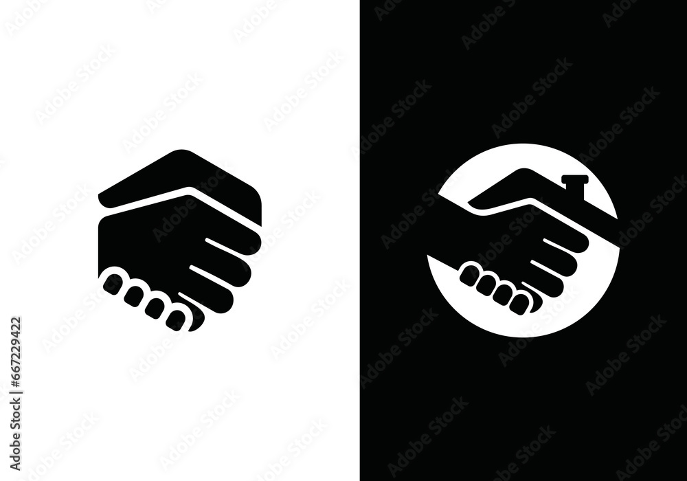 handshake logo design. hand house combination simple modern symbol ...