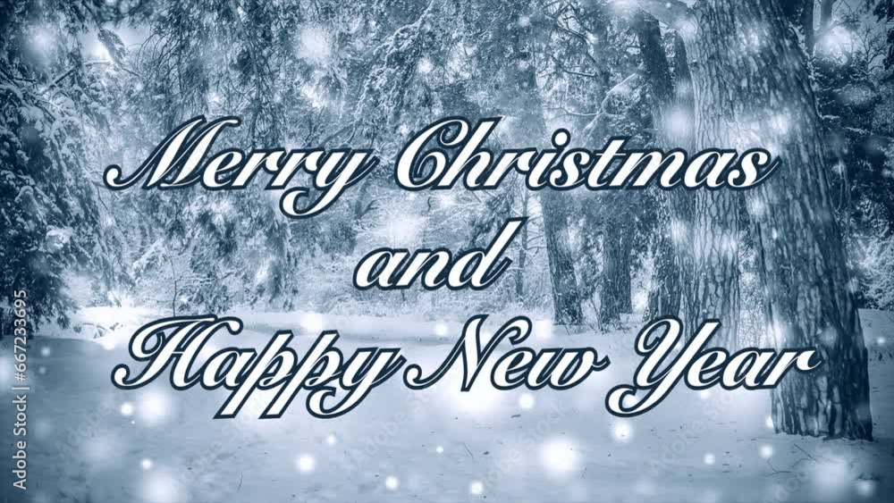 Merry Christmas and Happy New Year words design celebration. Winter ...