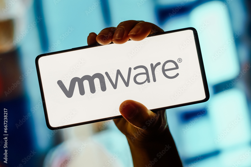 October 24, 2023, Brazil. In this photo illustration, the VMware logo ...