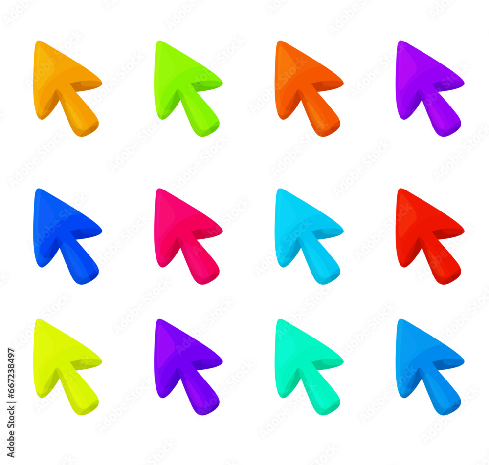 Cartoon Glossy Arrows Game Arrows Asset Cartoon Cursors And Pointers Interface Elements Mouse