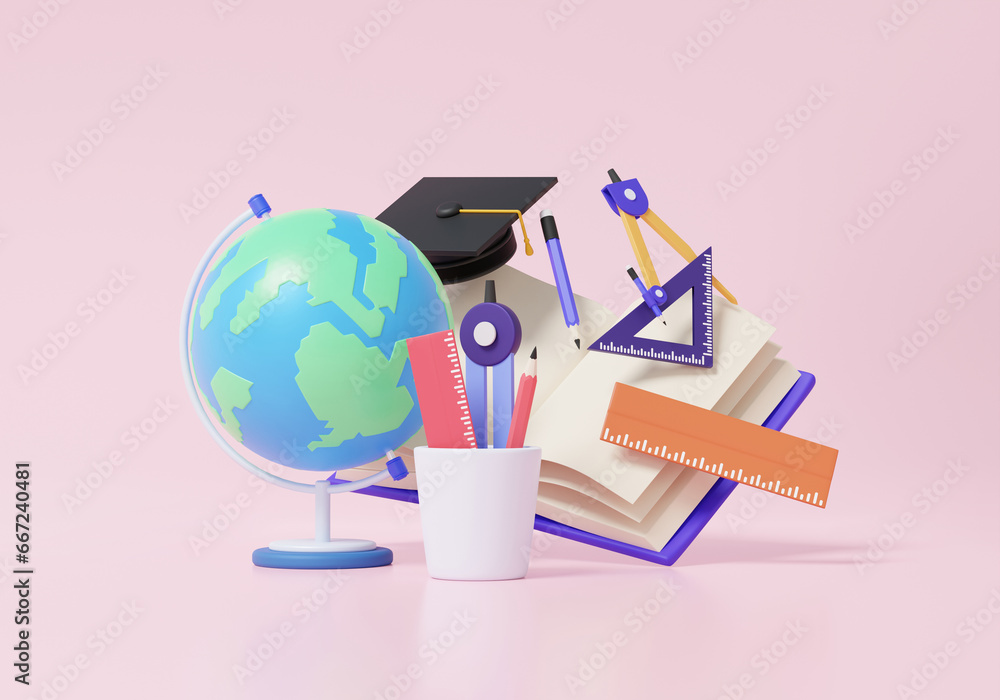 3D globe Knowledge learning open book learning geometric compass ...