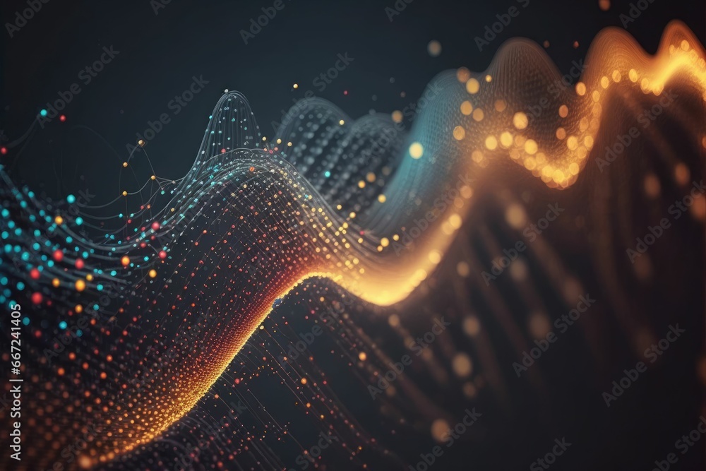 Sound waves oscillating with the glow of light, abstract technology ...