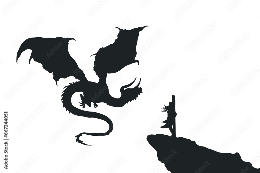 Silhouette of a dragon near the victim. The tied young girl became the ...