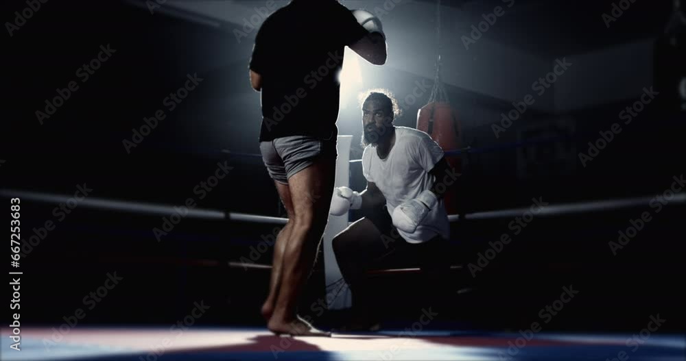 Fighter raises himself from floor getting ready to find against ...