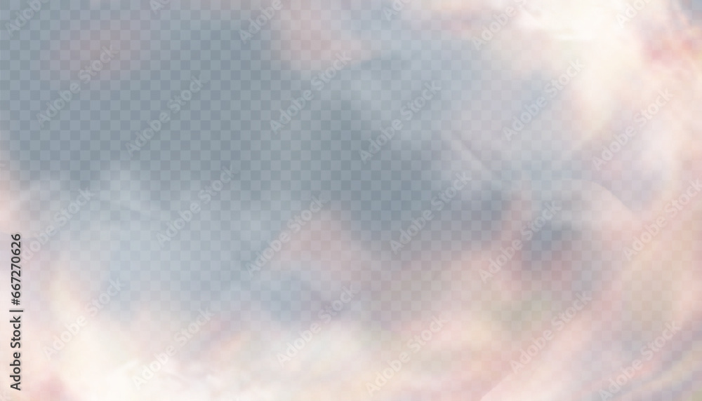 Colored clouds of smoke on a transparent background. Abstract banner ...