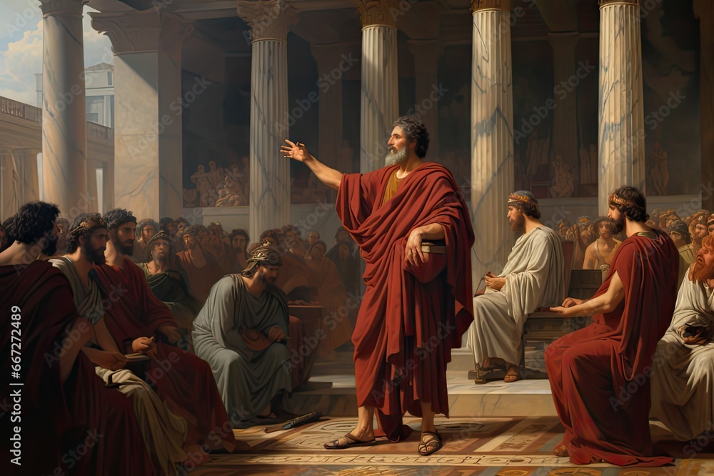 Marcus Aurelius, the great philosopher and emperor standing in front of ...