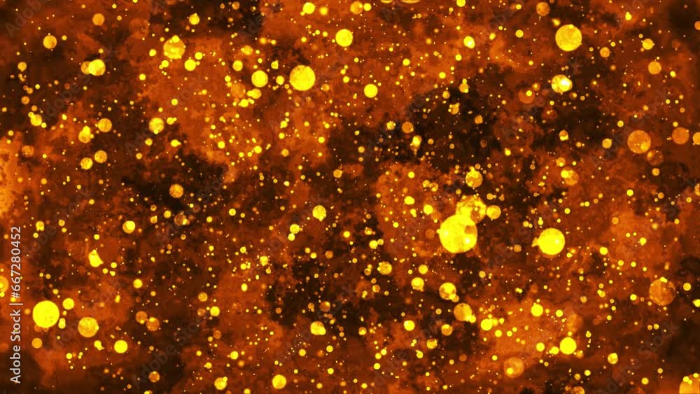 Animated particles flying in space. Flying luminous, flickering ...