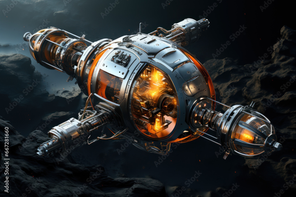 A futuristic concept art of a space probe powered by a nuclear ...