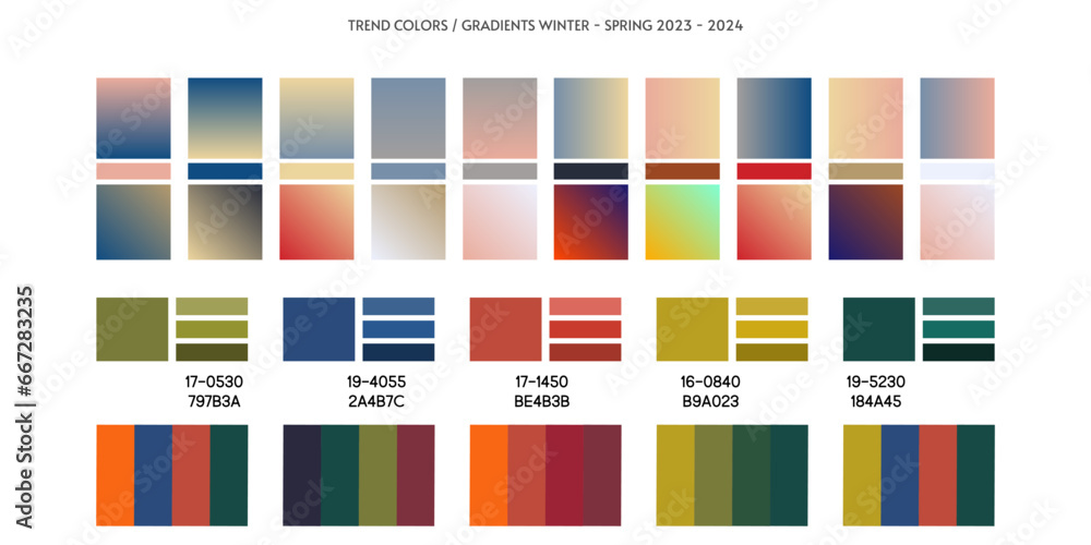 Fashion color trend Autumn Winter 2020 2021. Color palette forecast of ...