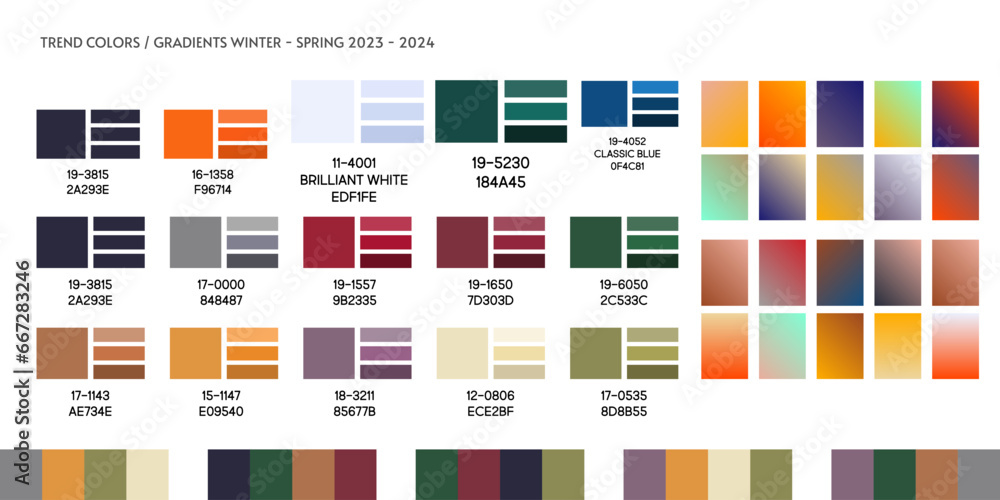 Fashion color trend Autumn Winter 2020 2021. Color palette forecast of ...