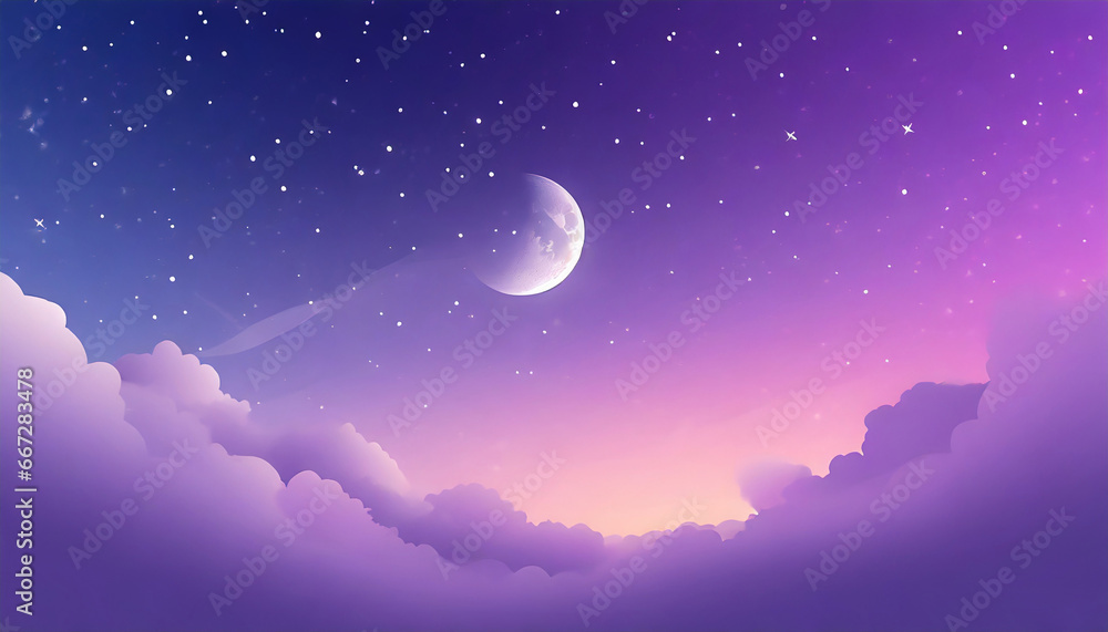 purple gradient mystical moonlight sky with clouds and stars phone ...