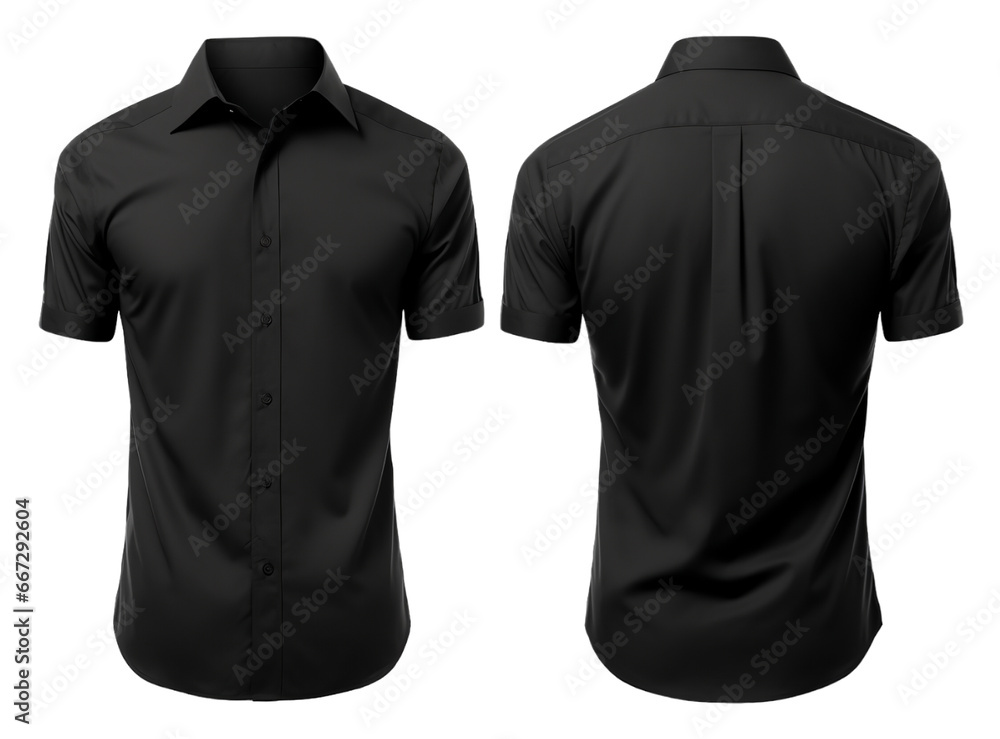 set of black short sleeve shirt designs with front and back views ...
