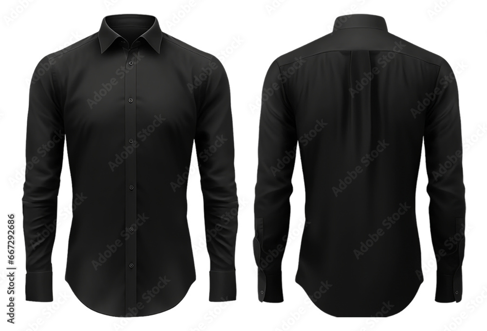 set of black long sleeve shirt designs with front and back views ...