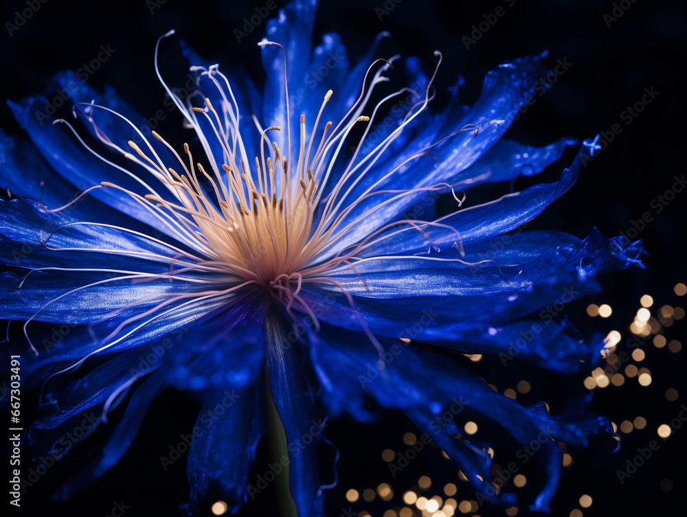 firework bloom, royal blue core with gold streaks, hyper - realistic ...