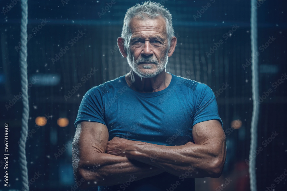 Generative AI illustration of older man with a determined expression ...