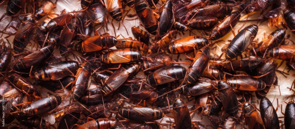 Kitchen infested with cockroaches dirty floor with insects poor hygiene ...