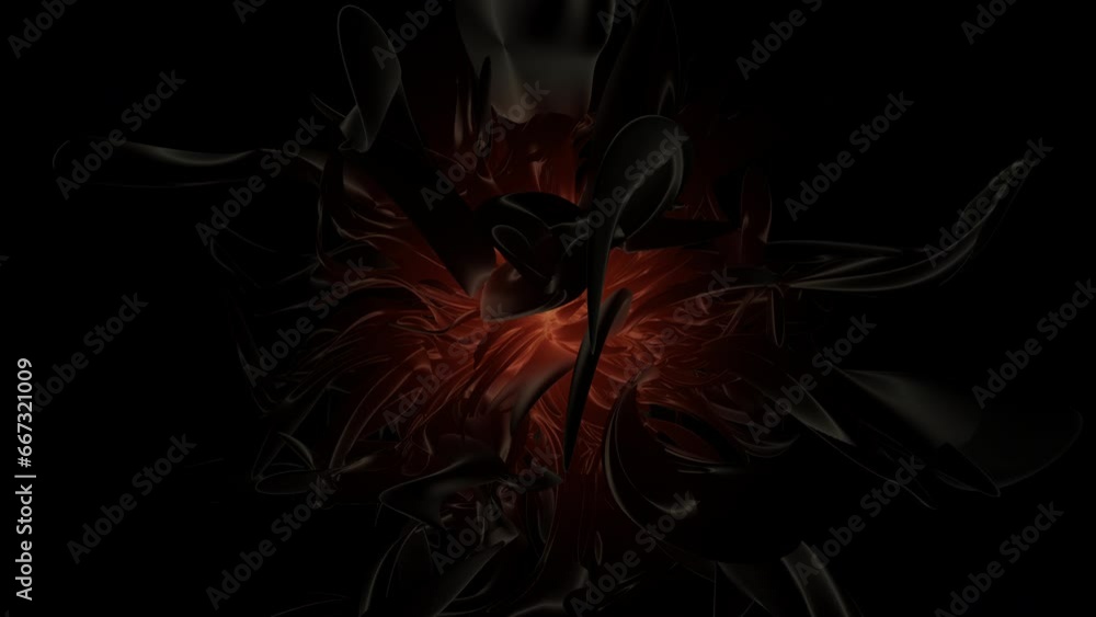 An abstract black and red design with a chaotic pattern of shapes and ...