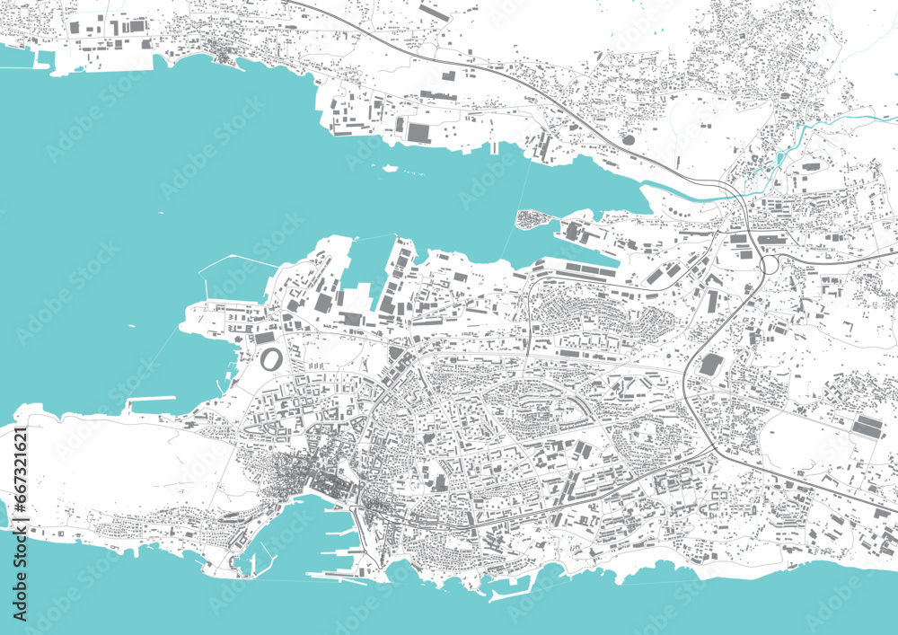 Street map art of Split city in Croatia. Road map of Split. Black and ...