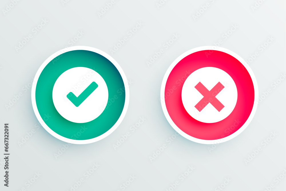 Stockvector Round check mark and cross symbols buttons, Cross and check ...