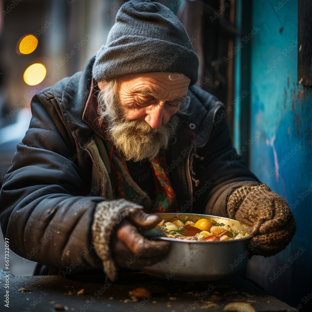 Homeless old man, Hunger, Mitgefühl, ai generated Stock Photo | Adobe Stock