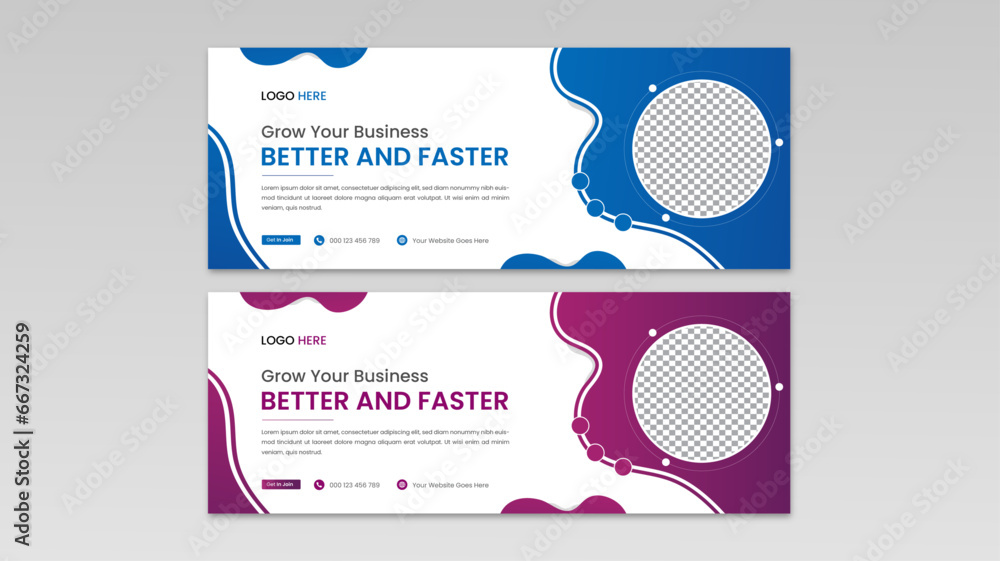 Vecteur Stock Facebook cover design, digital marketing business web ...