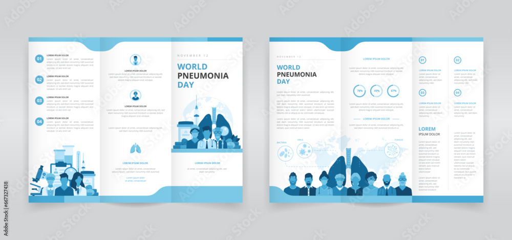 World pneumonia day trifold brochure, pamphlet or triptych leaflet ...