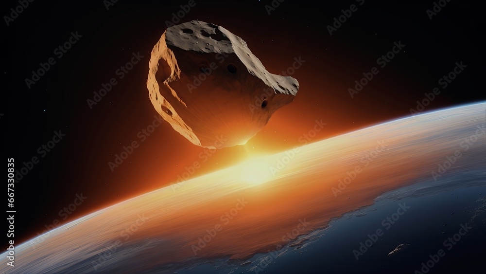 Asteroid impact planet earth. Cosmic clash. Cosmic art. Galactic art ...