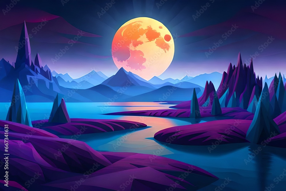 abstract night wallpaper | the midnight moon wallpaper, in the style of ...