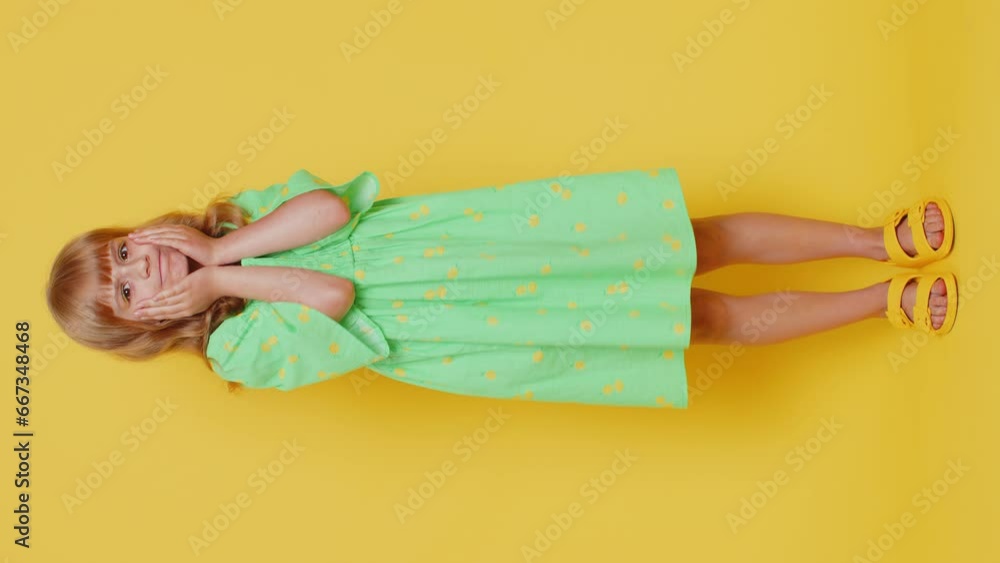 Scared fearful young blonde child girl kid terrified about danger ...