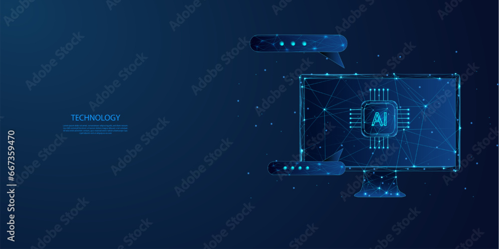 Abstract computer with artificial intelligence system on computer and ...