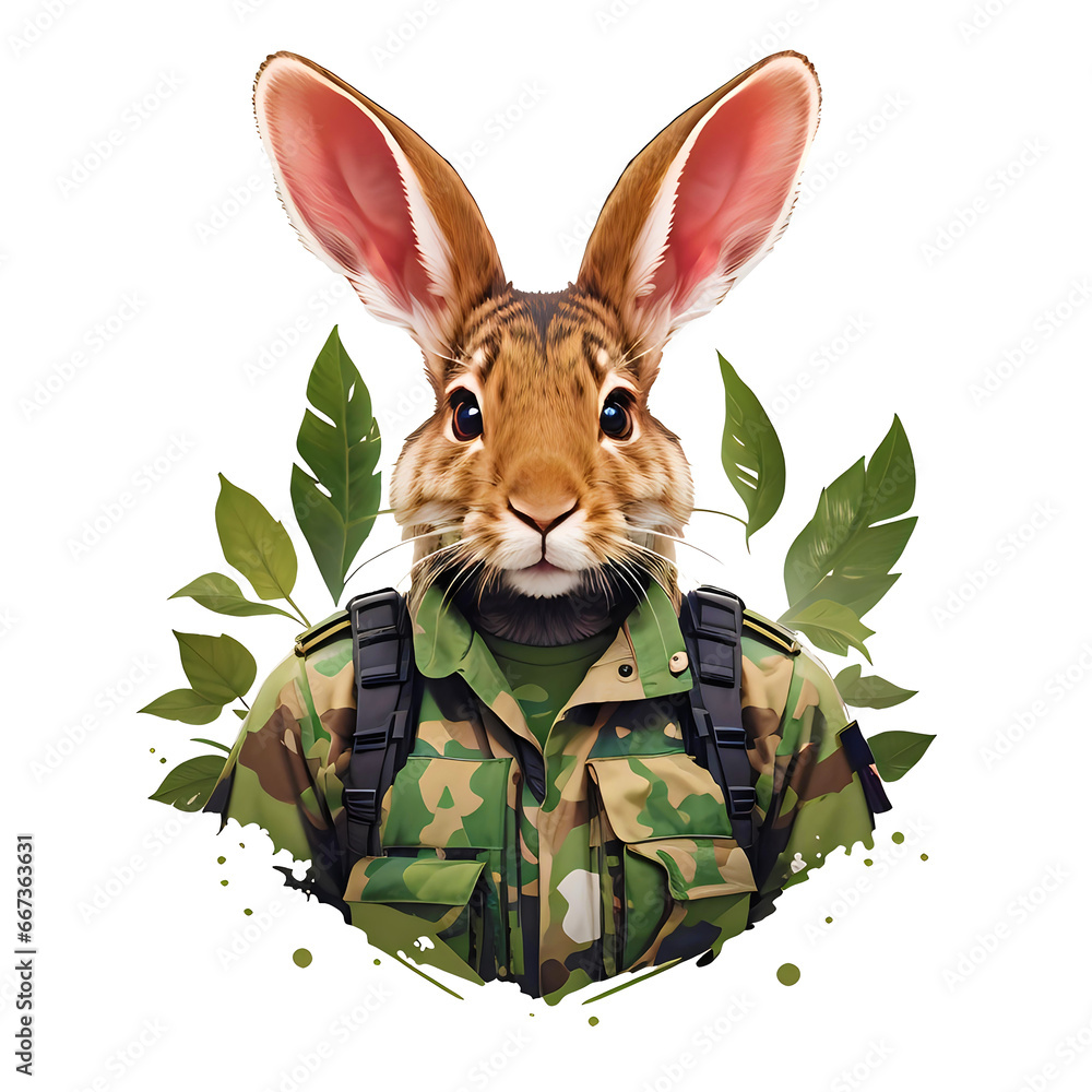 Commando Bunny - Brave Rabbit Soldier Illustration. A courageous bunny ...