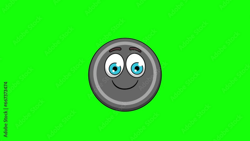 hockey puck emoticon emoji with face savoring food, cartoon animation ...