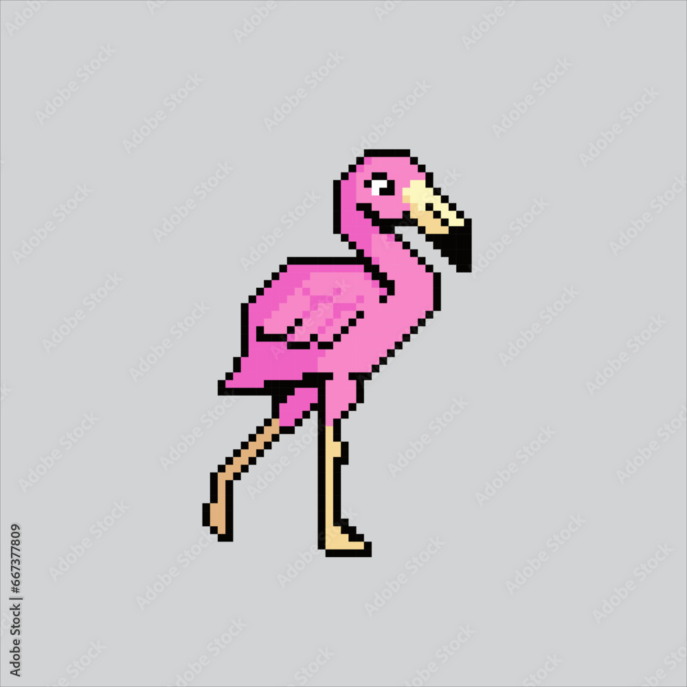 Pixel art illustration flamingo. Pixelated flamingo. flamingo bird ...