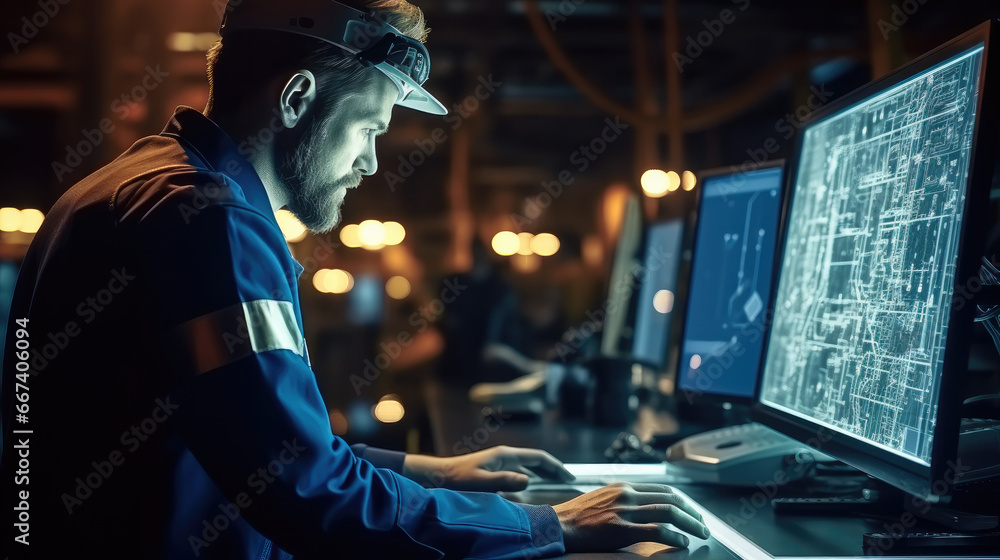 Engineer Monitors And Controls Robot Arm Automation In Smart Factories Checking The Network