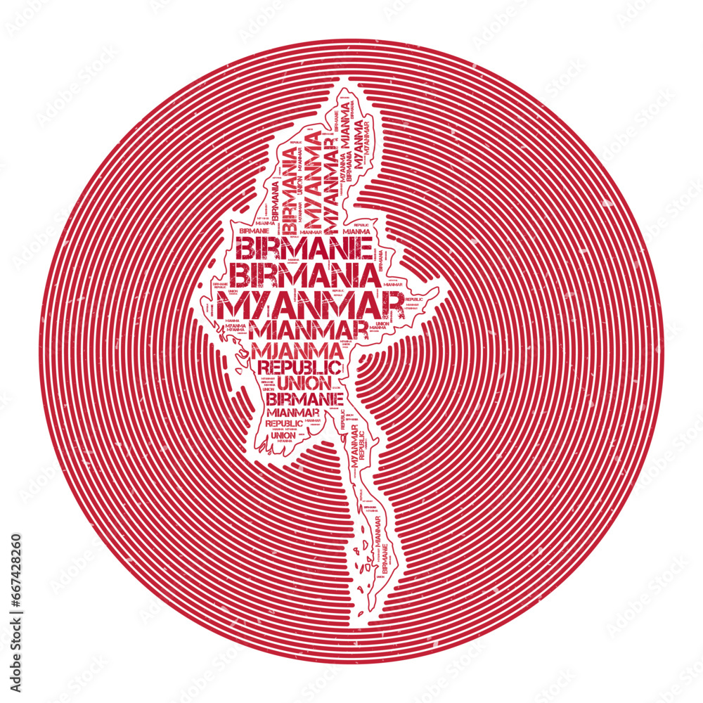 Myanmar Vector Image. Country round logo design. Myanmar poster in ...