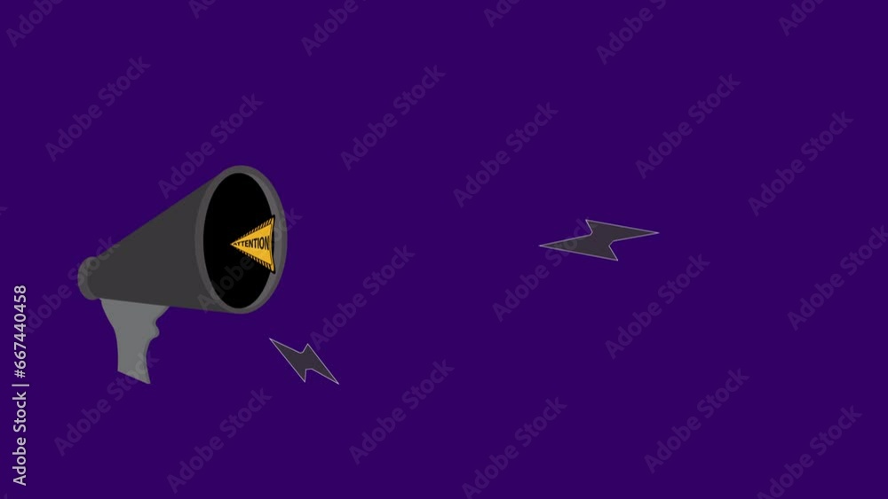 Attention animation video. mic and text video. Business. Alert warning ...