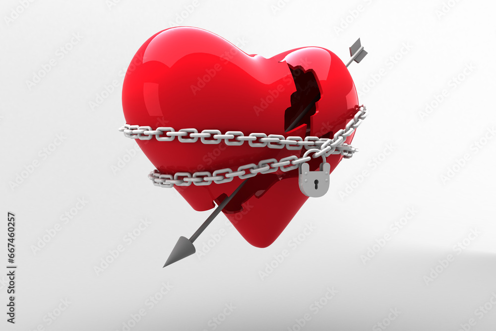 Digital png illustration of broken heart with chain and padlock on ...