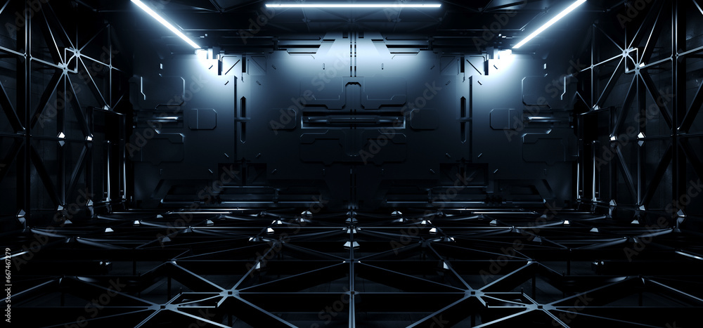 Modern Alien Spaceship Room Garage Hangar Warehouse Sci Fi Futuristic ...