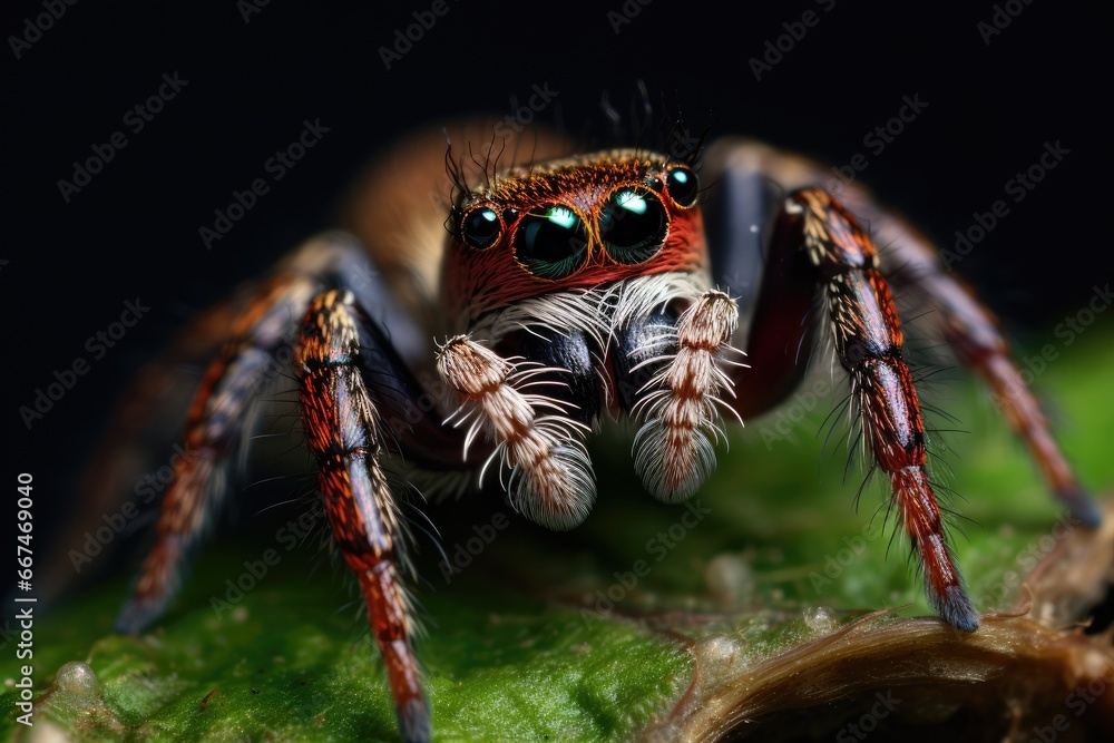 jumping spider macro close up on leaf garden spider jumping spider ...