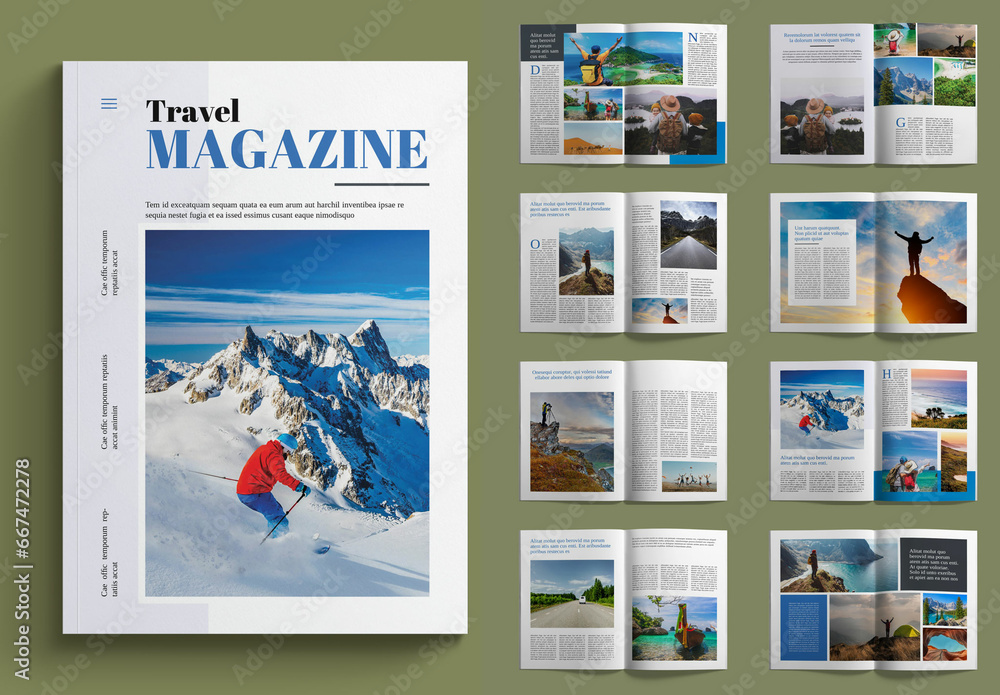 Travel Magazine Layout Stock Template | Adobe Stock