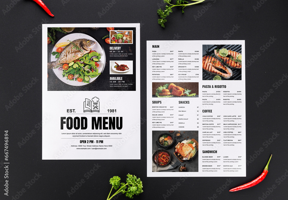 Clean Food Menu Template Stock Template | Adobe Stock