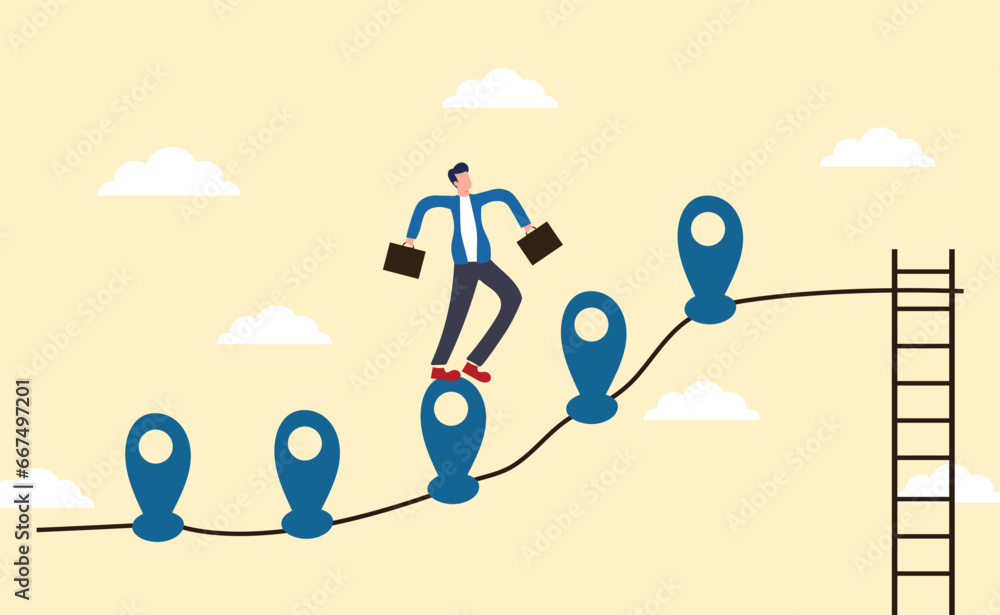 Roadmap, project milestone or business journey achievement, workflow or ...