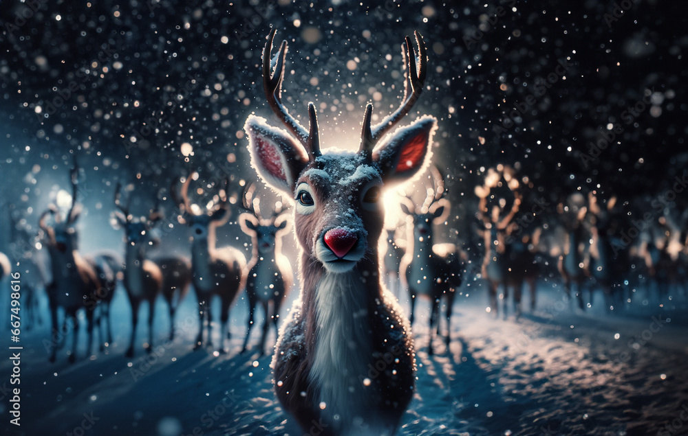 Rudolph The Red Nose Reindeer Looking Directly into Camera in North ...