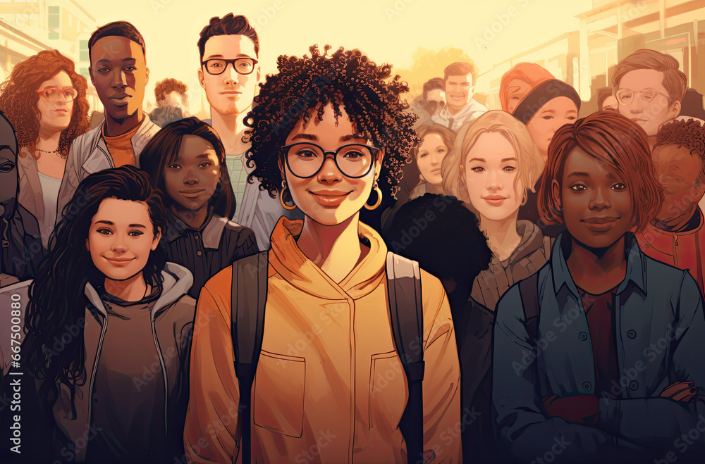 Illustration of diverse individuals representing Generation Z. The ...