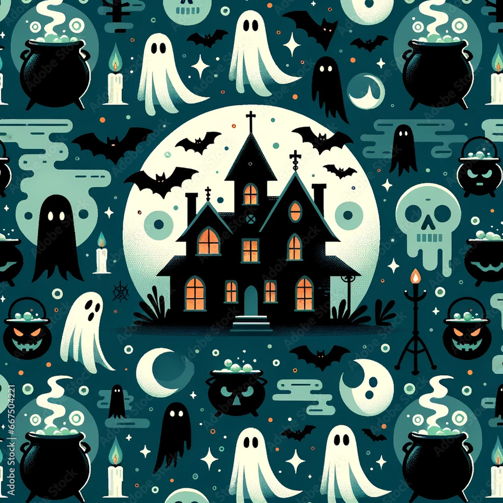 Illustration in a flat design style depicting a pattern of traditional ...