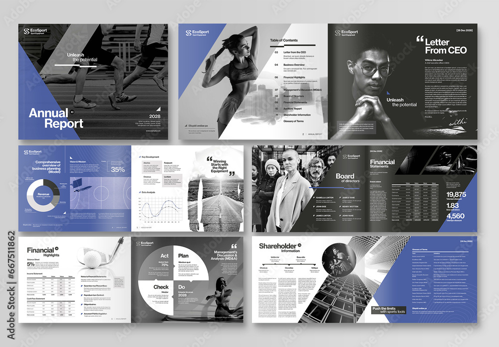 Annual Report Landscape Brochure Layout Stock Template | Adobe Stock