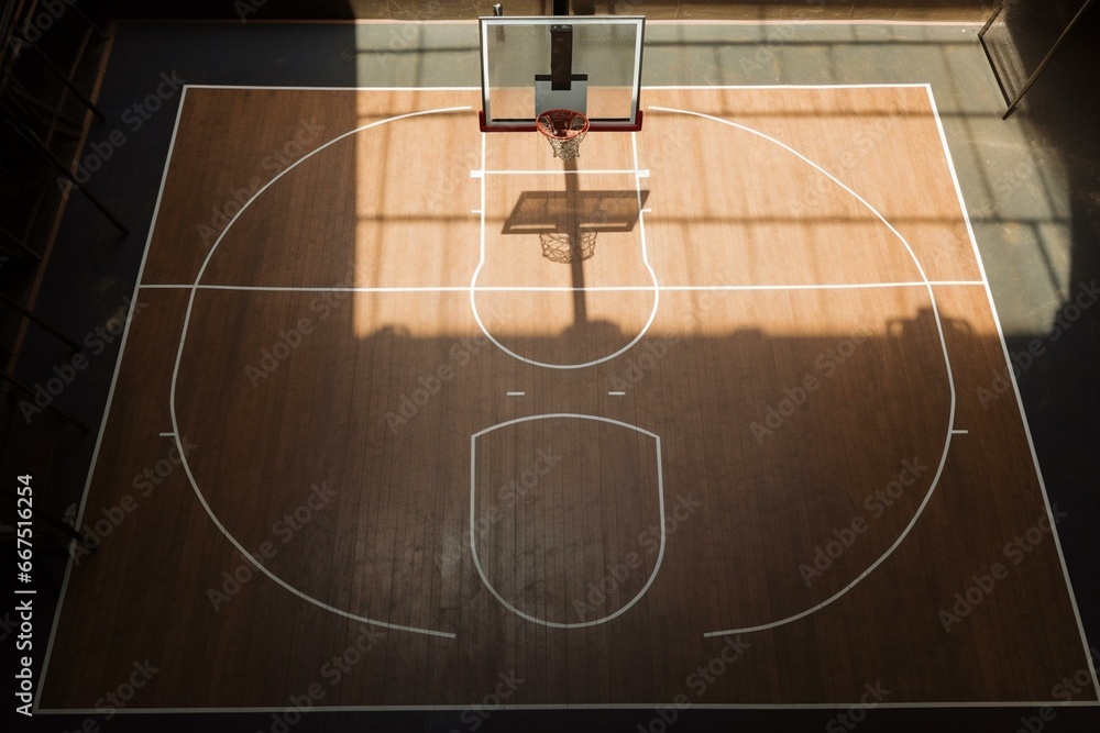 Overhead perspective of a basketball court. Generative AI Stock ...