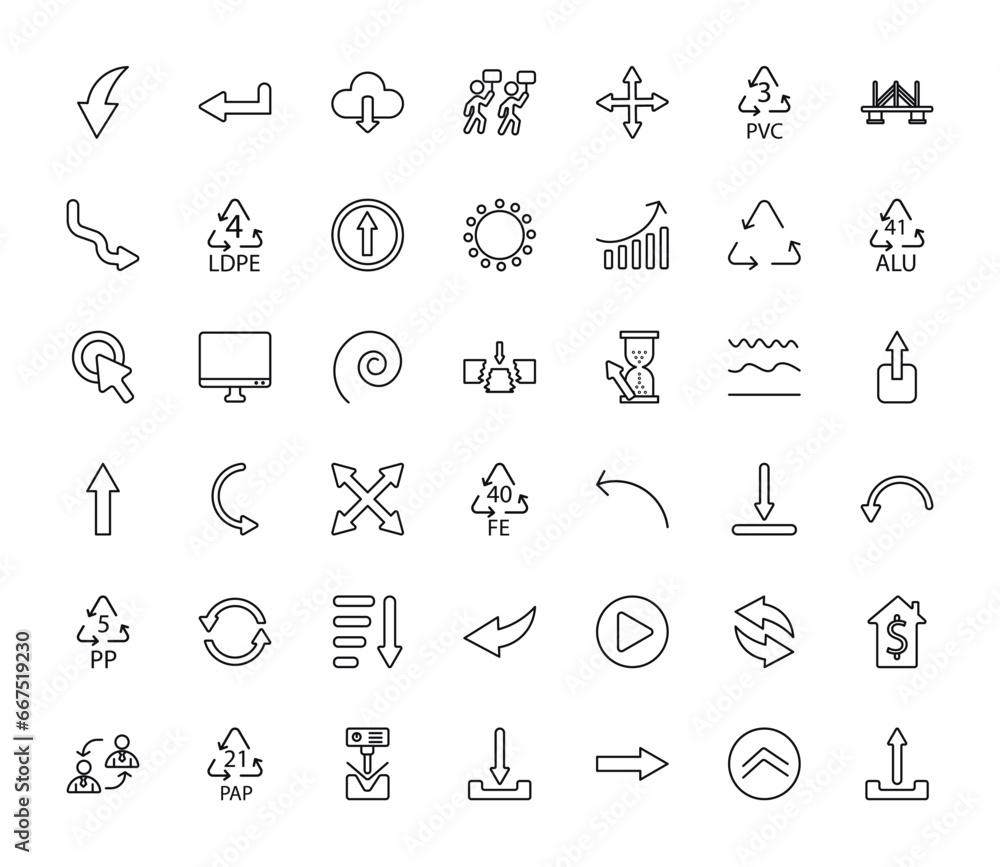 outline icons set from user interface concept. editable vector such as curve arrow, return left ...