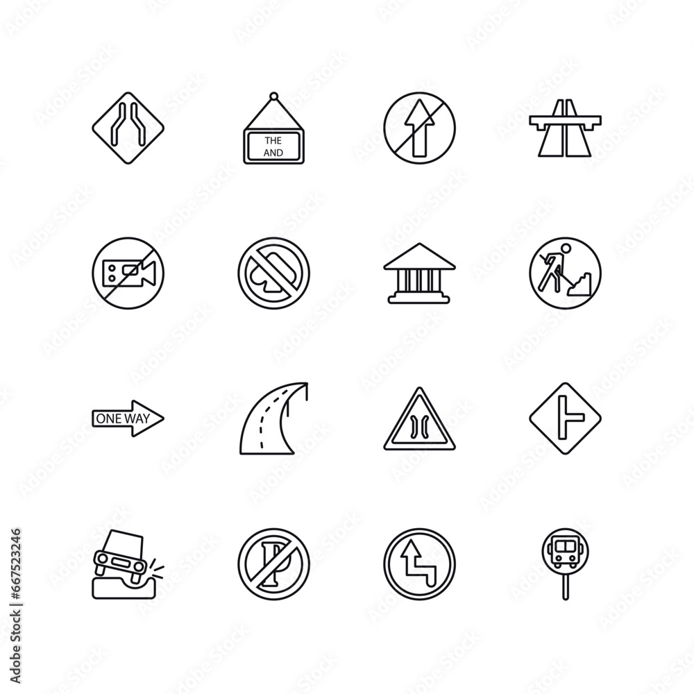 outline icons set from traffic signs concept. editable vector such as ...