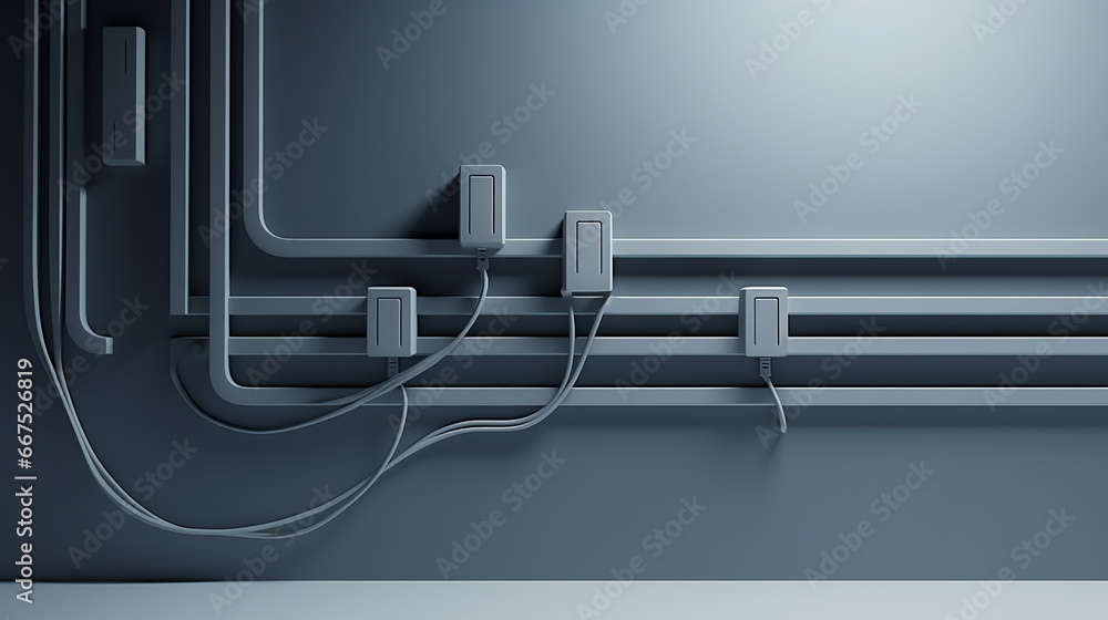 3d minimalist Electric wiring cable management system background on ...